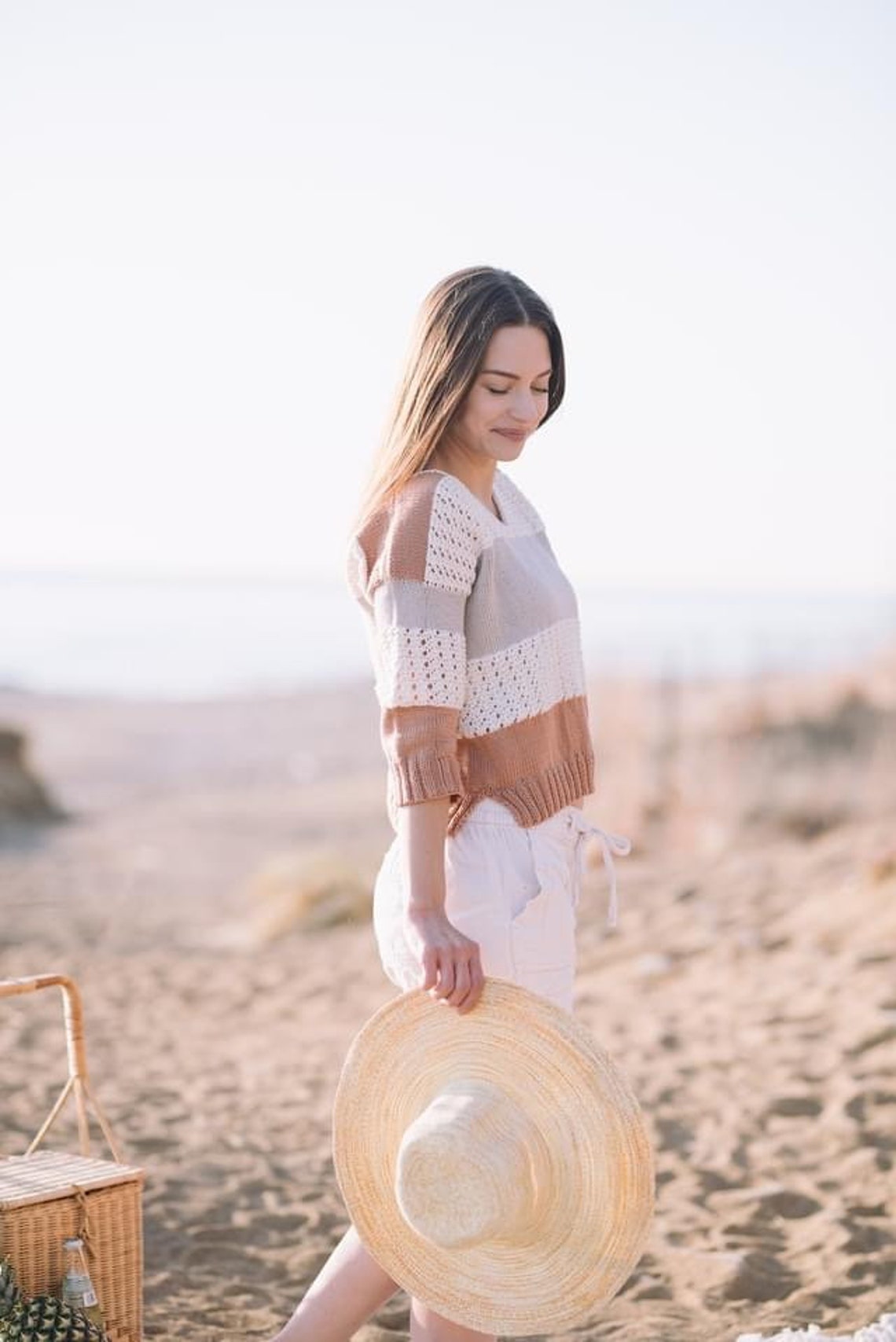 Haven Pullover Knitting Pattern: Pima Cotton Lace Top (PDF Instant ...