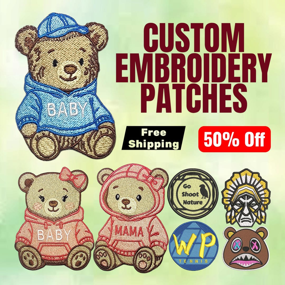 Custom Embroidered Patches: Iron-on Applique, Logo Design - Etsy
