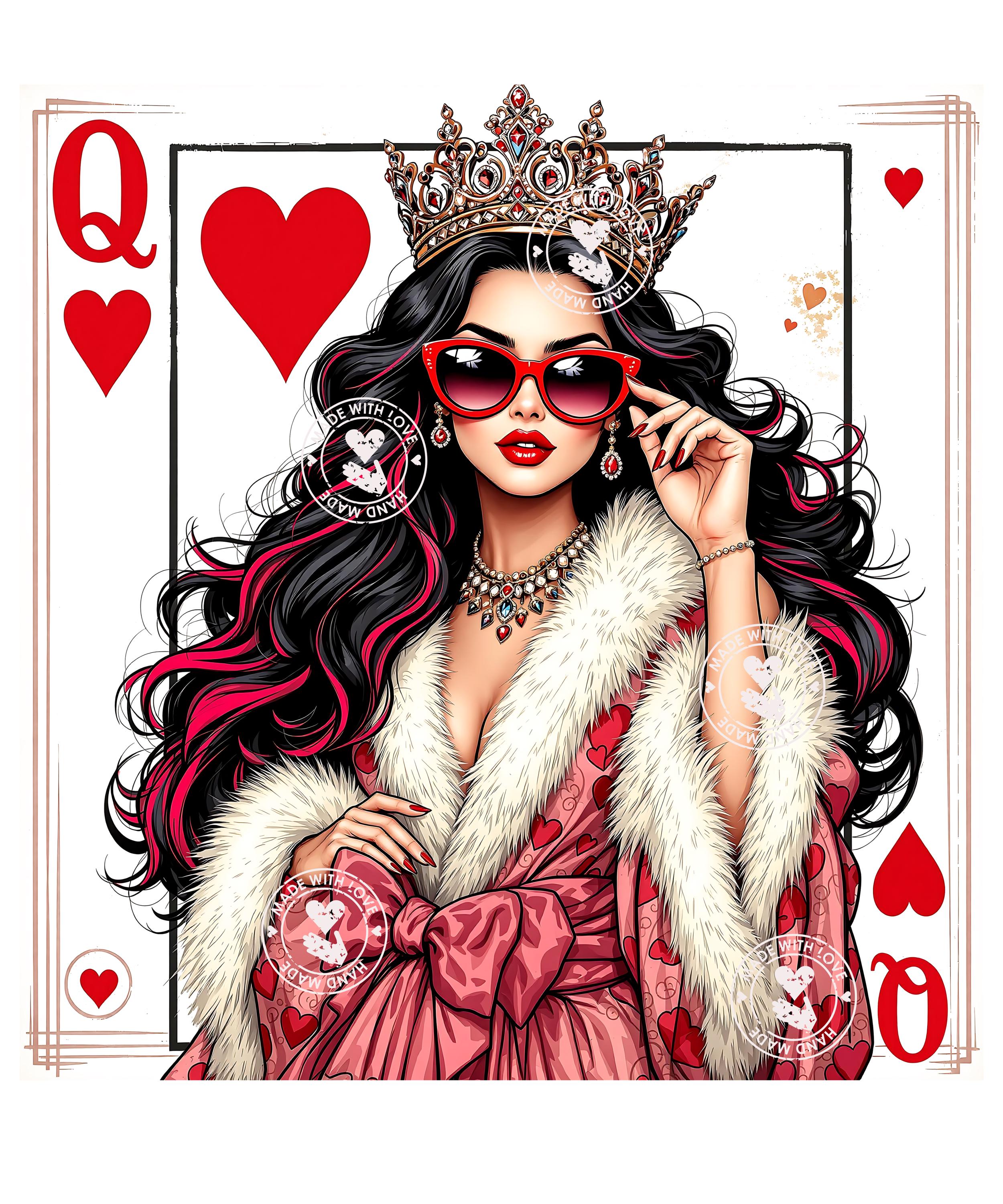 Queen of Hearts PNG | Boujee Queen Card Sublimation | Valentine’s Day ...