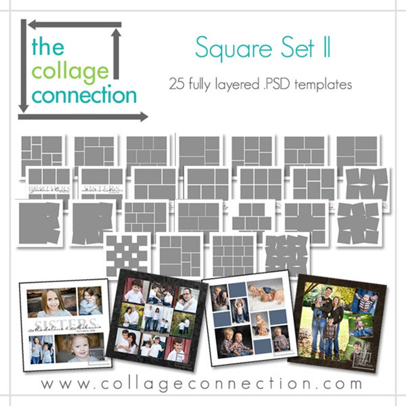 Photoshop Square Collage Templates | Square Set 2 - Etsy