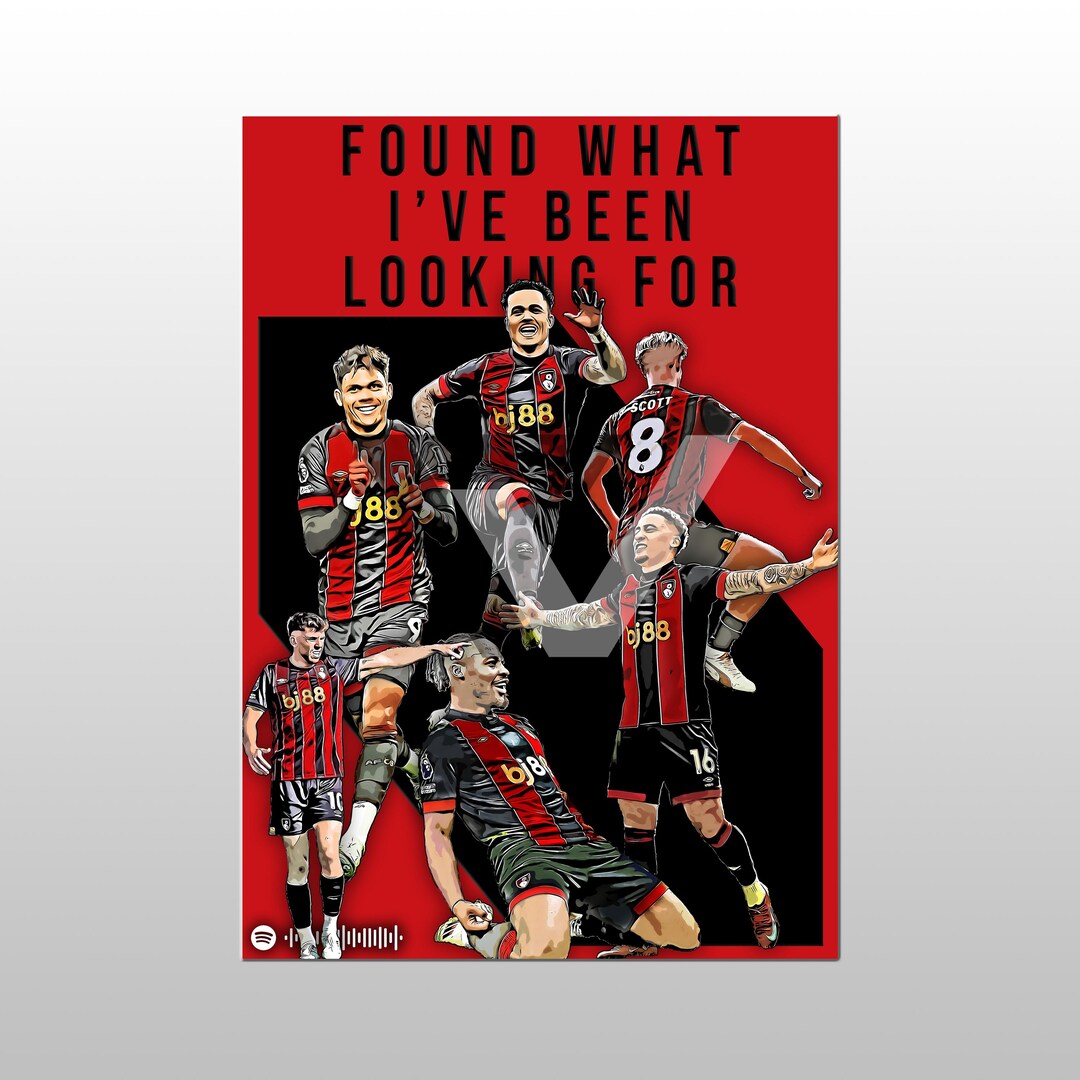 Bournemouth Song Lyric A4 Poster - "looking For" | Football Art Decor ...