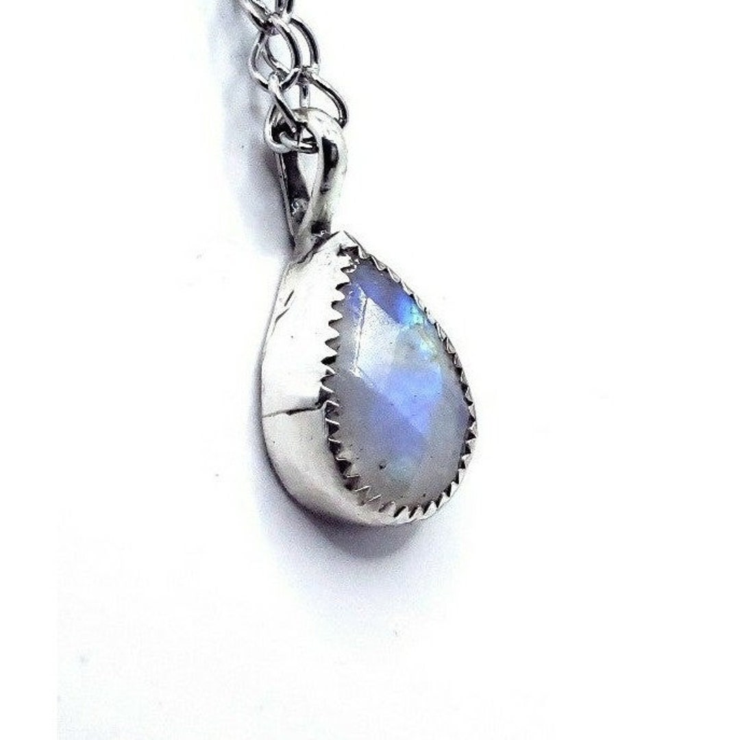 Sterling Silver Moonstone Crystal Necklace Handmade Minimal - Etsy