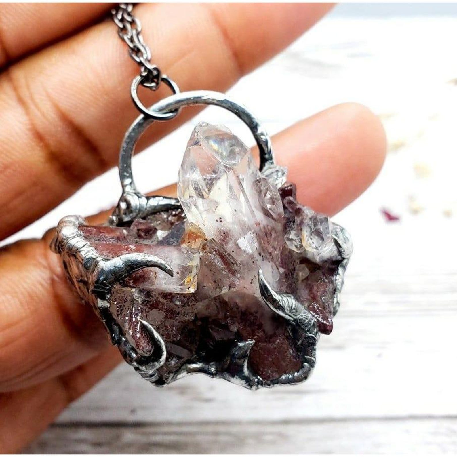Lodolite Quartz Geode Crystal Necklace - Etsy