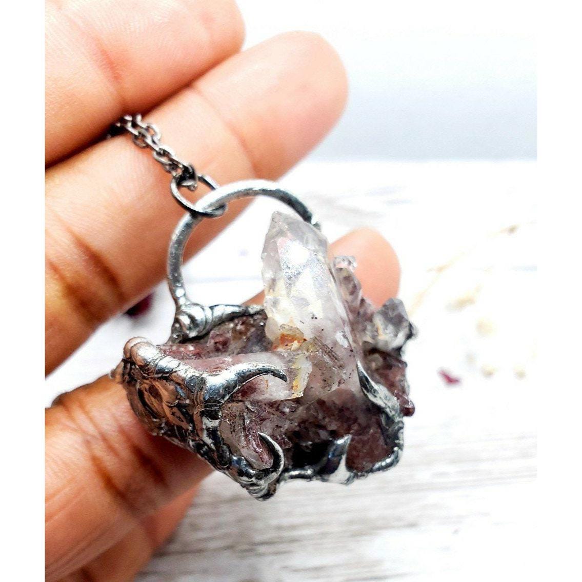 Lodolite Quartz Geode Crystal Necklace - Etsy