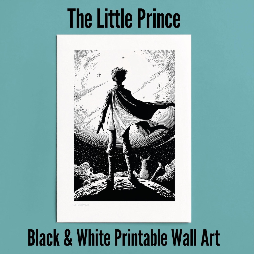 The Little Prince Comic Art Print • Retro Black & White Poster ...
