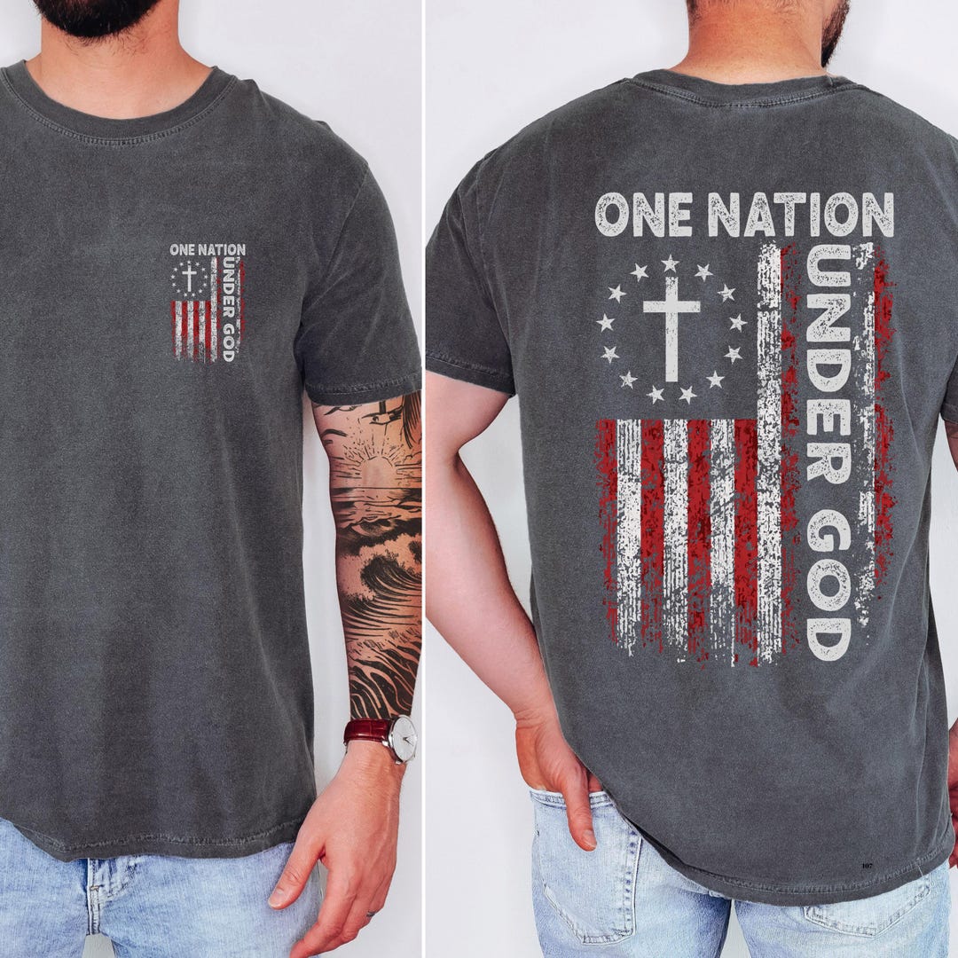 One Nation Under God Distressed Flag Christian T-shirt: Patriotic USA ...