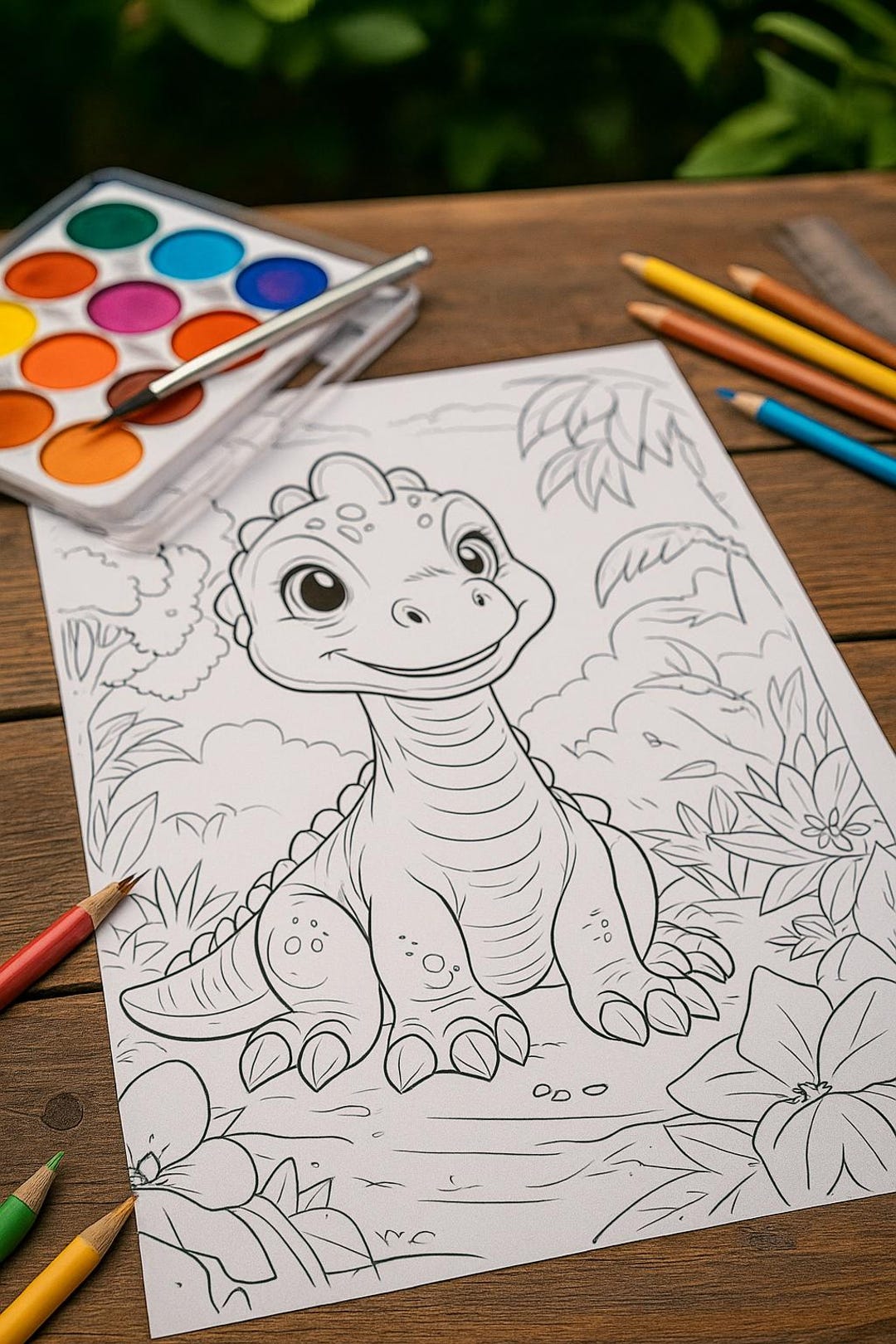 Dinosaur Coloring Pages for Children to Print – Digital Coloring Book ...