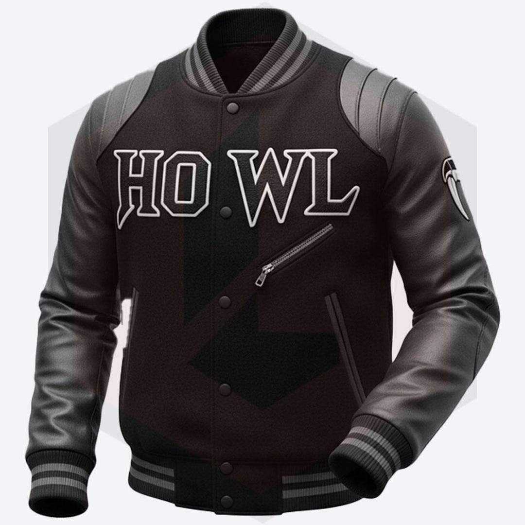 Howl Varsity Jacket – Men’s Embroidered Wolf Head Letterman With Fierce ...