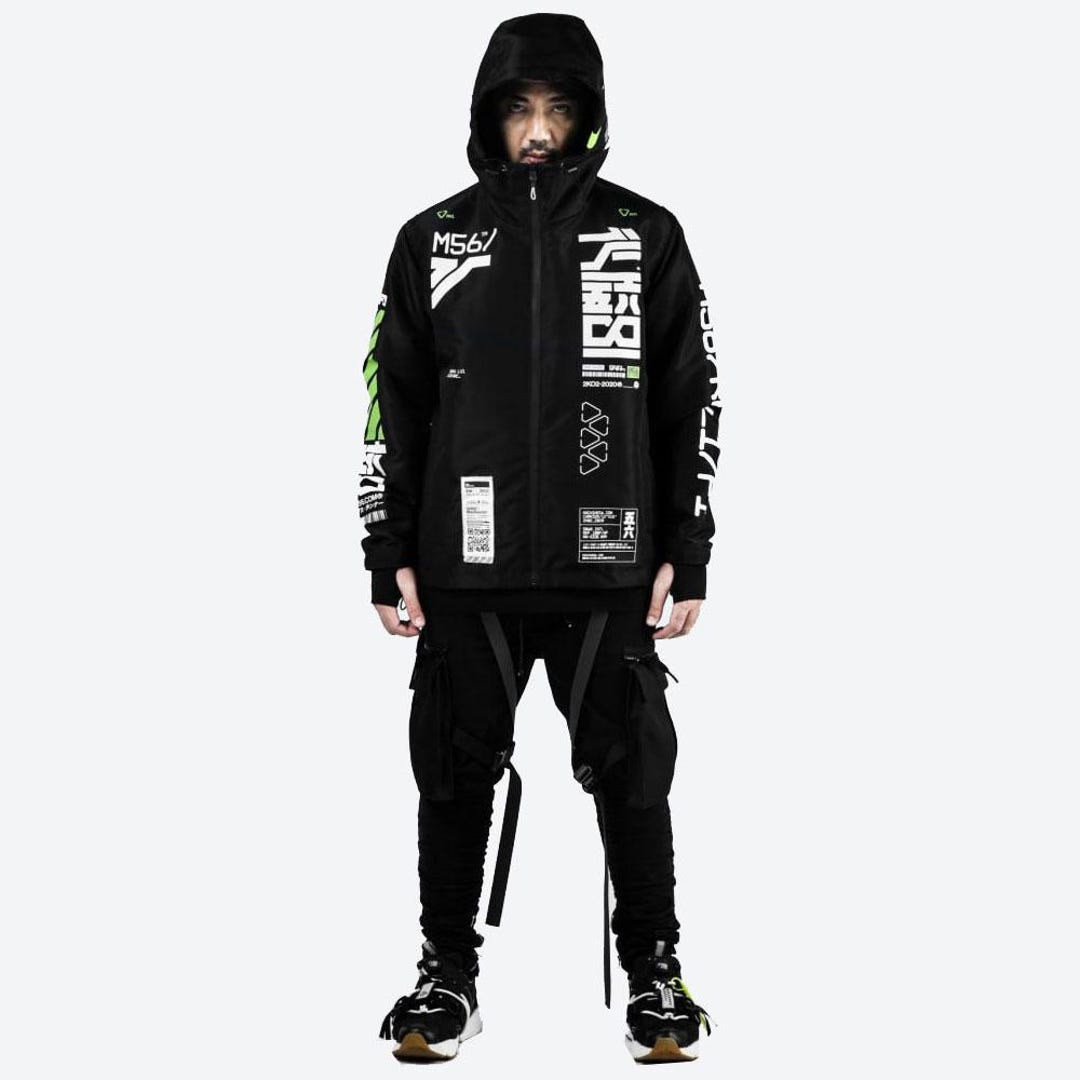Cyberpunk Yellow & Black Techwear Jacket – Tactical Streetwear ...