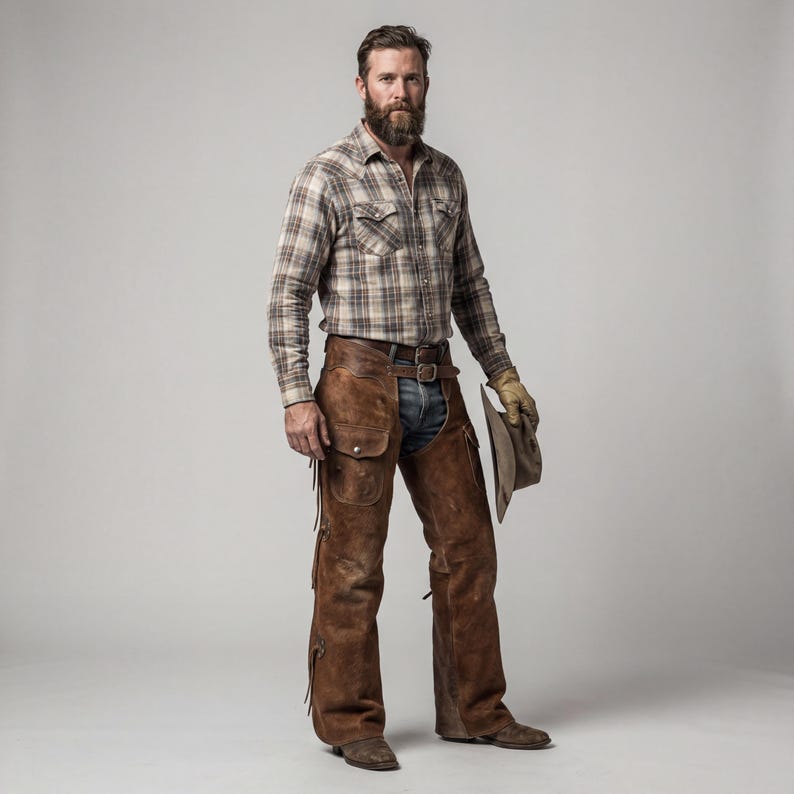 Hair-on Cowhide Leather Work Chaps | Western Cowboy Ranch Chaps ...
