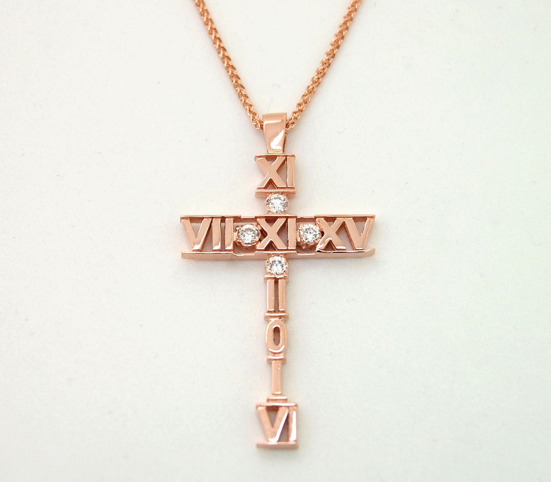 Custom Gold Cross, Wedding Bride Gifts Roman Numerals Date Necklace ...