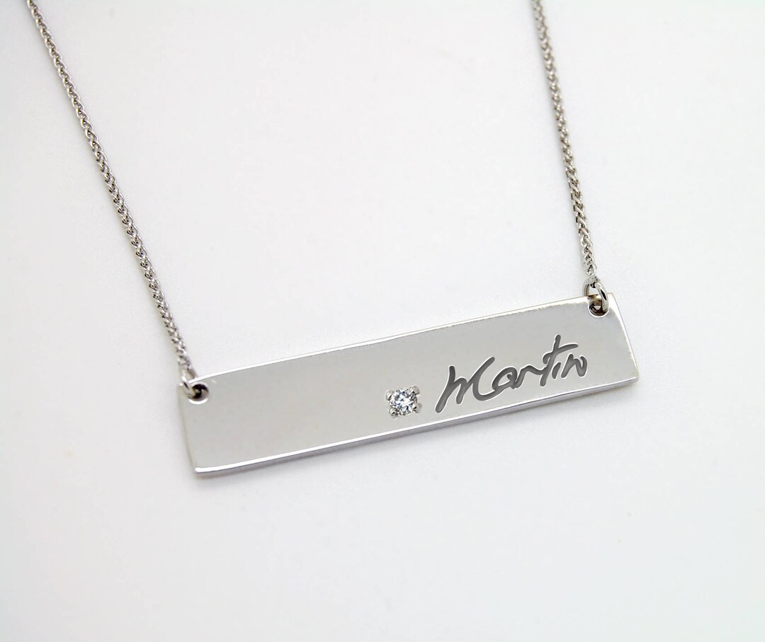 Personalized Platinum Bar Necklace Add Diamonds Mothers Day Gift for ...