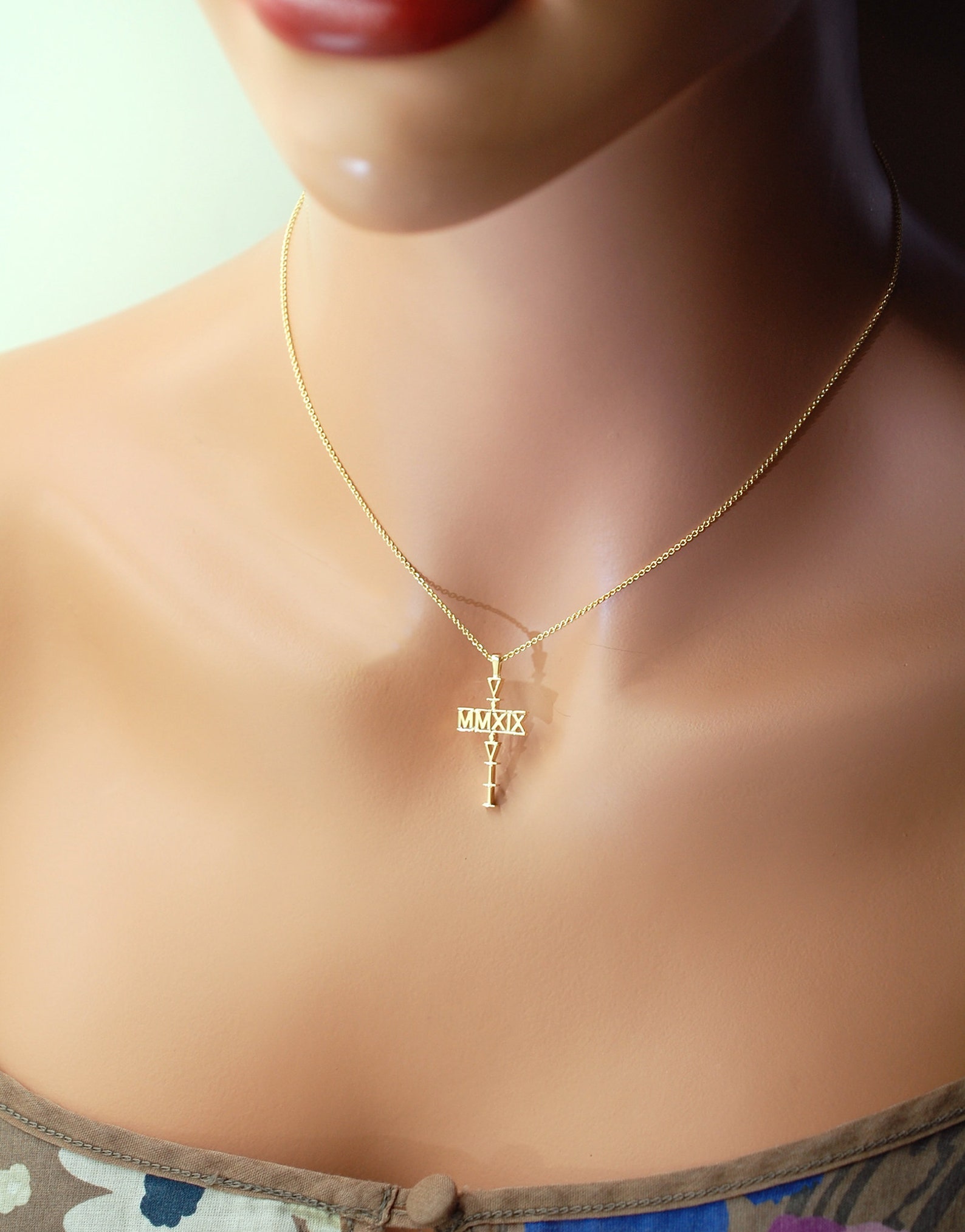Personalized 14K Gold Cross Necklace With Custom Dates Add Diamonds ...