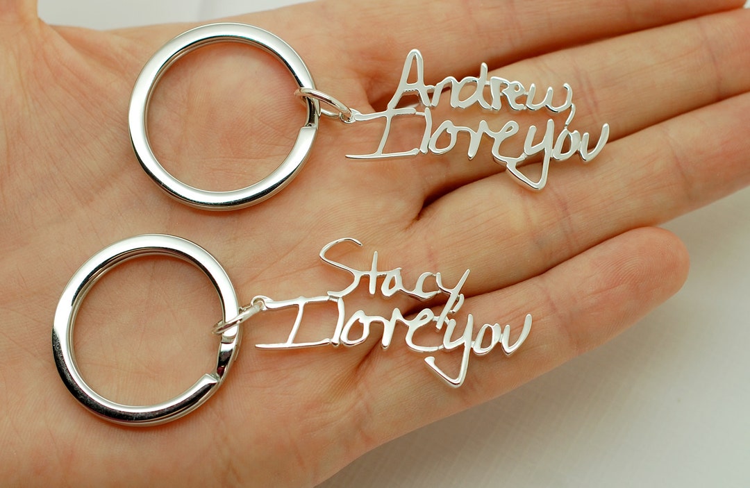 Memorial Keychain, Personalized Gift for Husband, Custom Signature ...