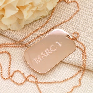 Large 18k Dog Tag Necklace 18k Gold Military Tag Birthday Personalized ...