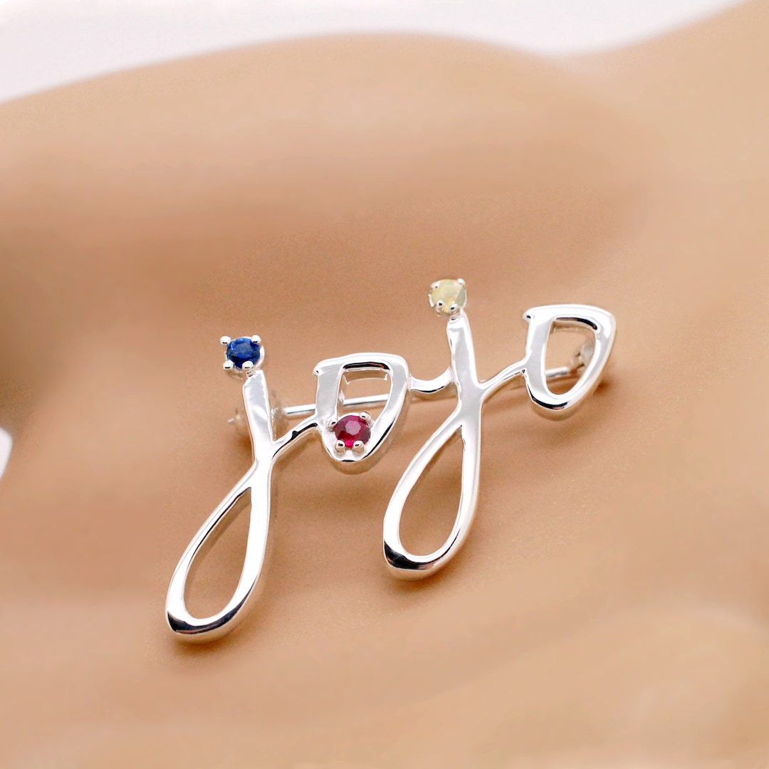 Custom Birthstone Pin Brooch Personalized Jewelry for Grandma Gemstones ...