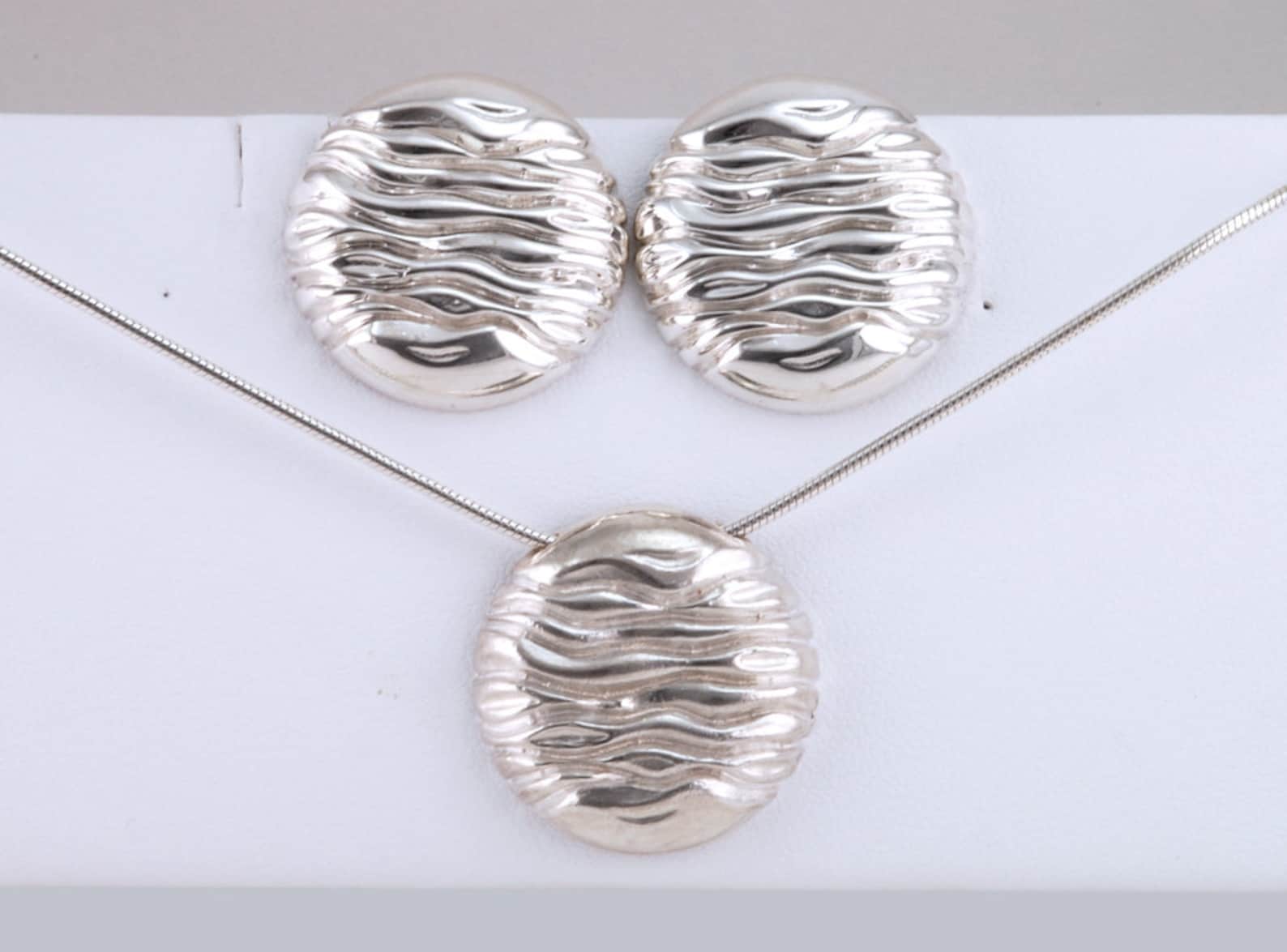 Water Wave Pendant Necklace Water Silver Necklace Circular - Etsy