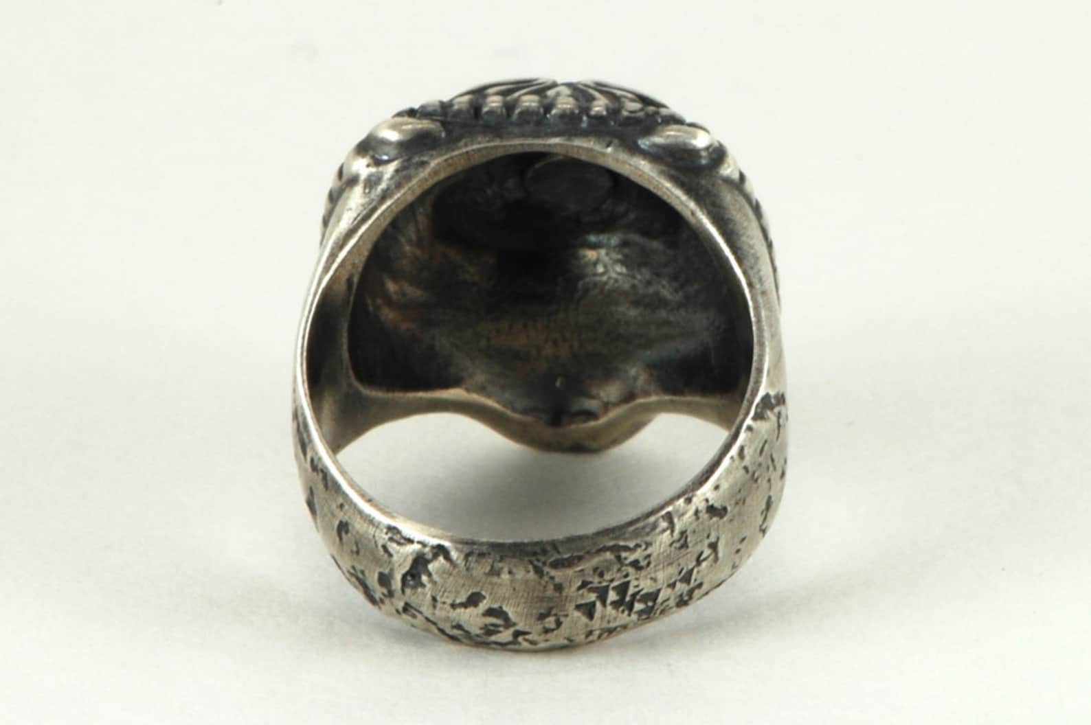 Lion Ring Sterling Silver Lion Head Ring Ancient Assyrian - Etsy