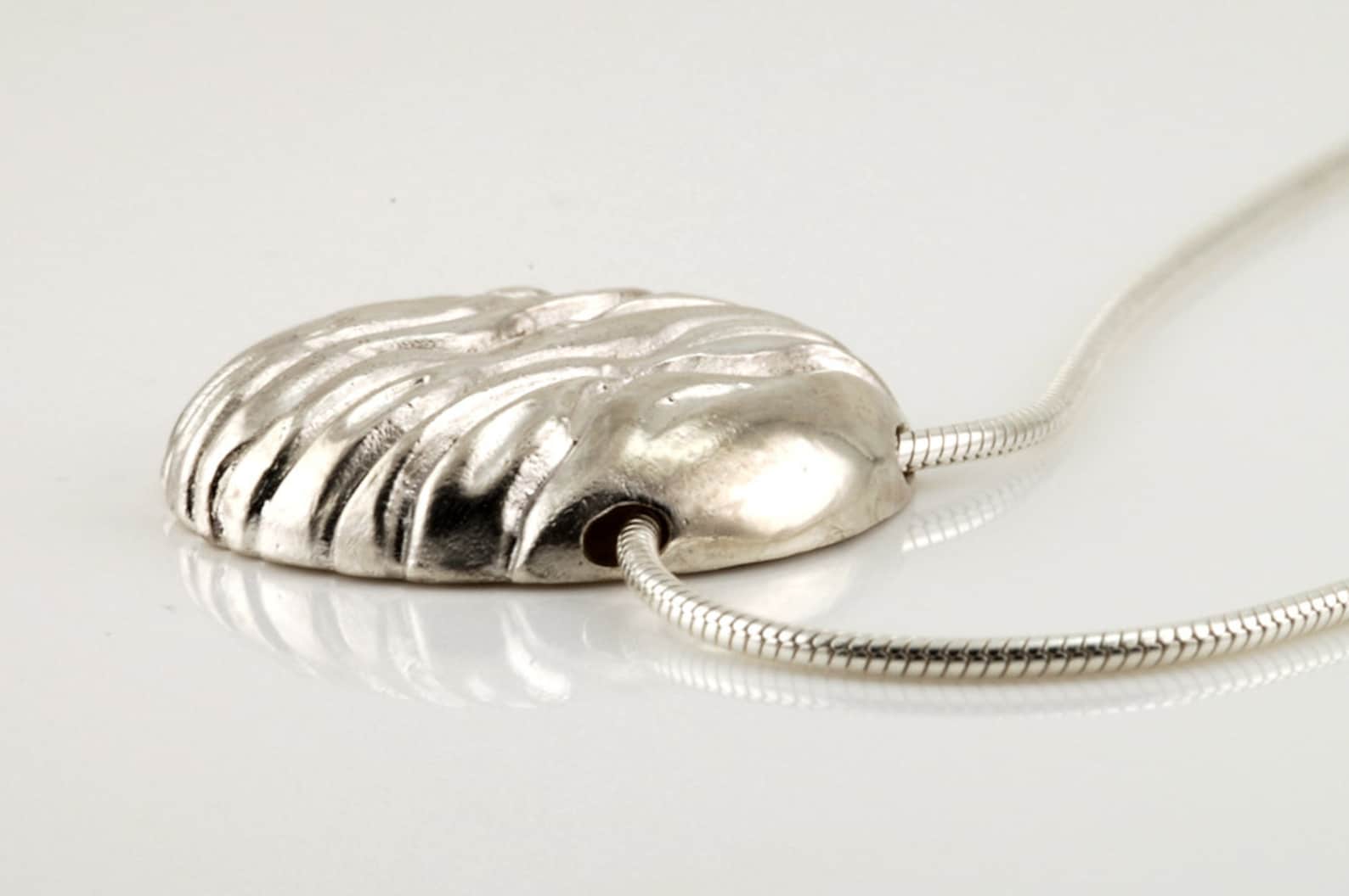 Water Wave Pendant Necklace Water Silver Necklace Circular - Etsy