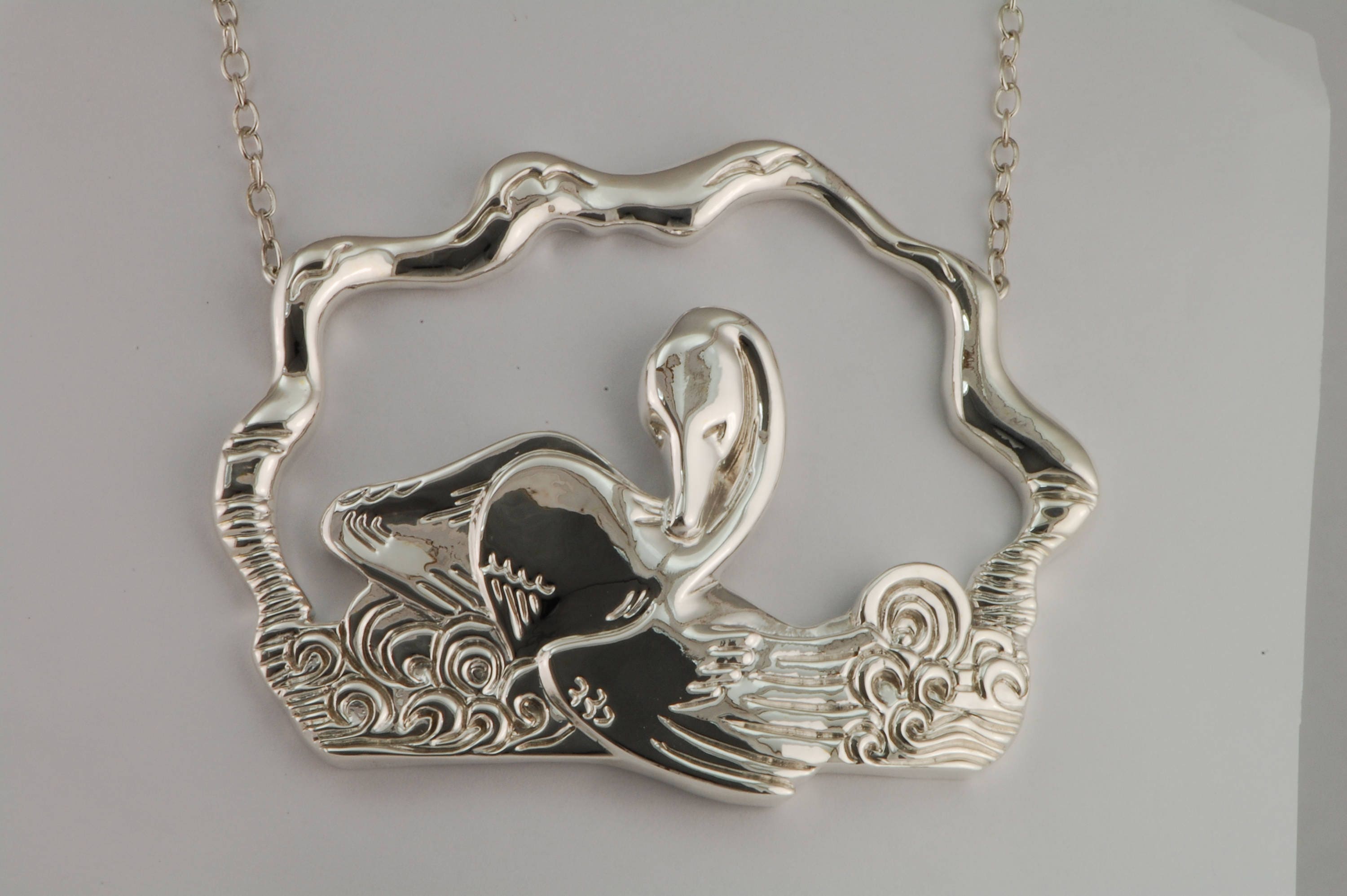 Swan Necklace Sterling Silver Swan Pendant on a Long Chain - Etsy