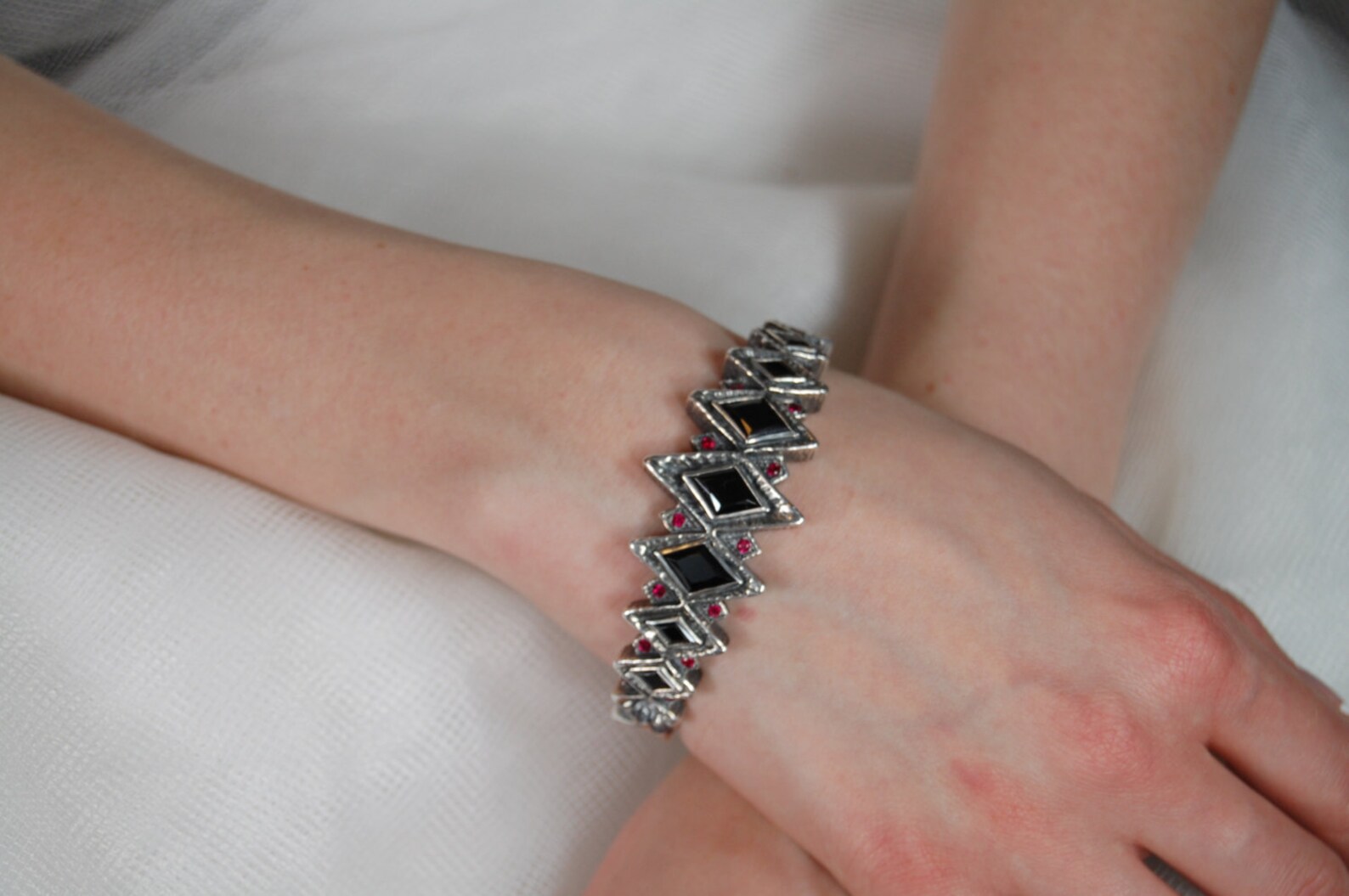Sterling Silver Cuff Medieval Jewelry Gemstone Bracelet - Etsy