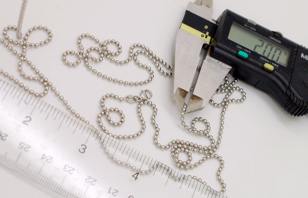 Solid Platinum Chain Necklace 2mm Ball Chain Style 16 18 20 22 24 26 30 ...