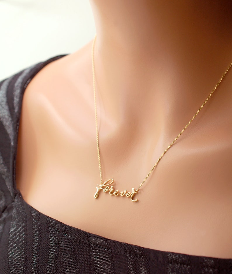 Hand Writing Necklace Solid 14K Gold Signature Necklace Christmas Gift ...
