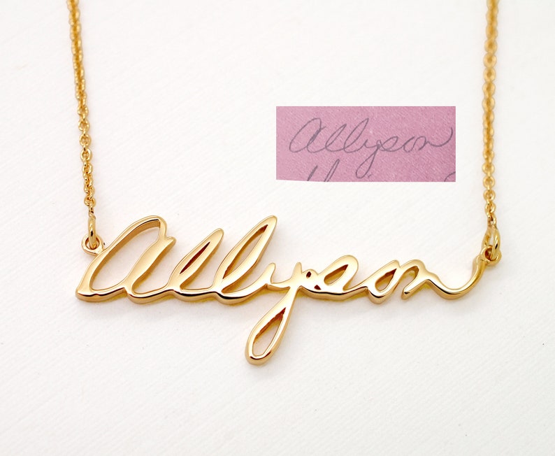 Handwriting Necklace 14K Gold Name Necklace Custom Cursive - Etsy