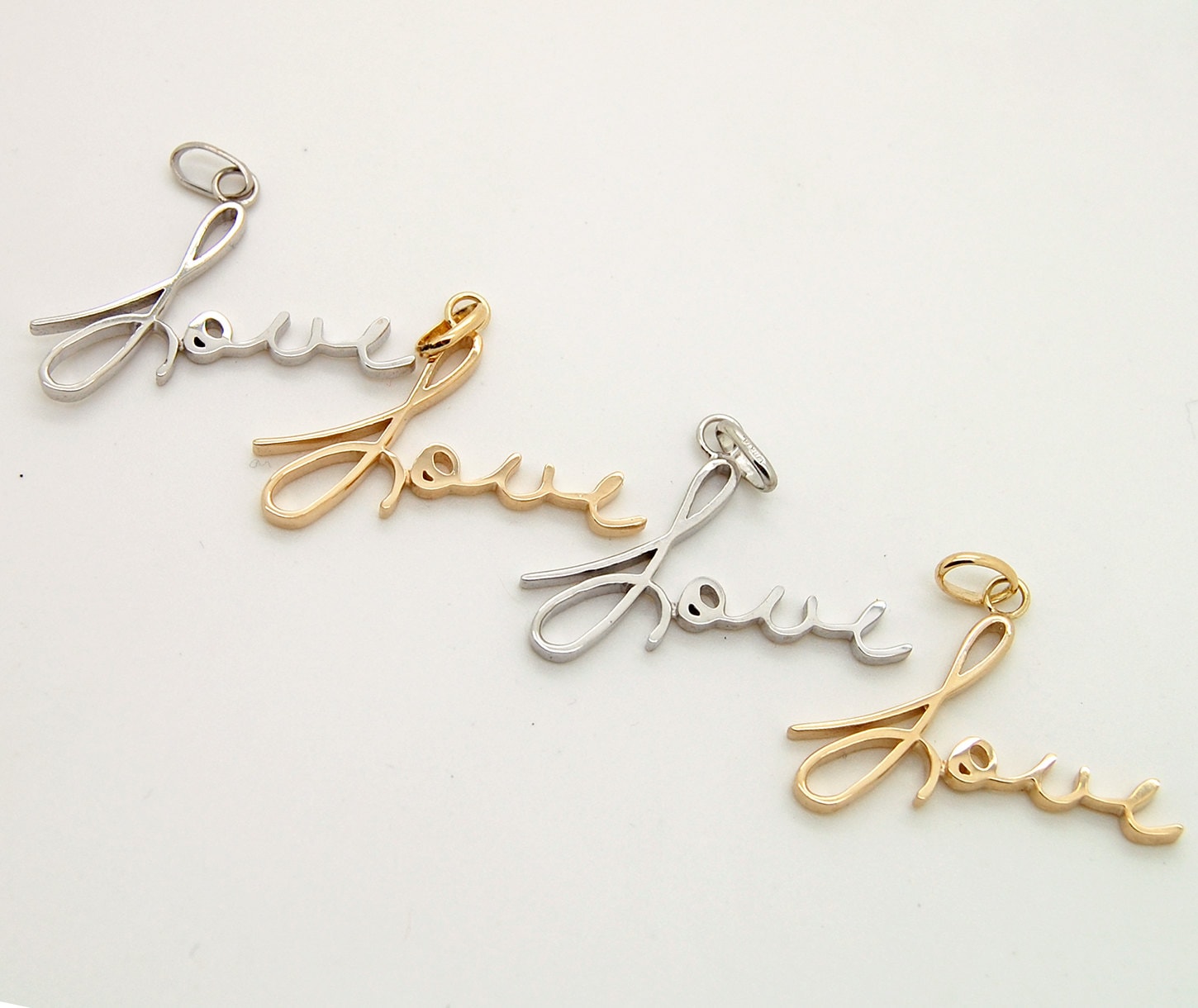 Solid 14K Gold Custom Charm Signature Name Vertical Name | Etsy