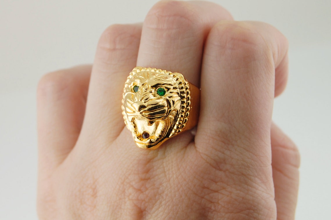 Mens Lion Ring Mens Statement Ring Mens Animal Ring - Etsy