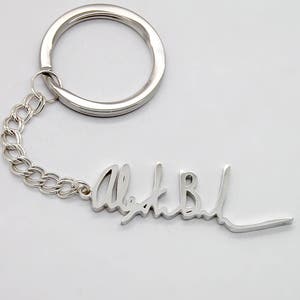 Sterling Silver Handwriting Keychain, Personalized Mens Gift Key Chain ...