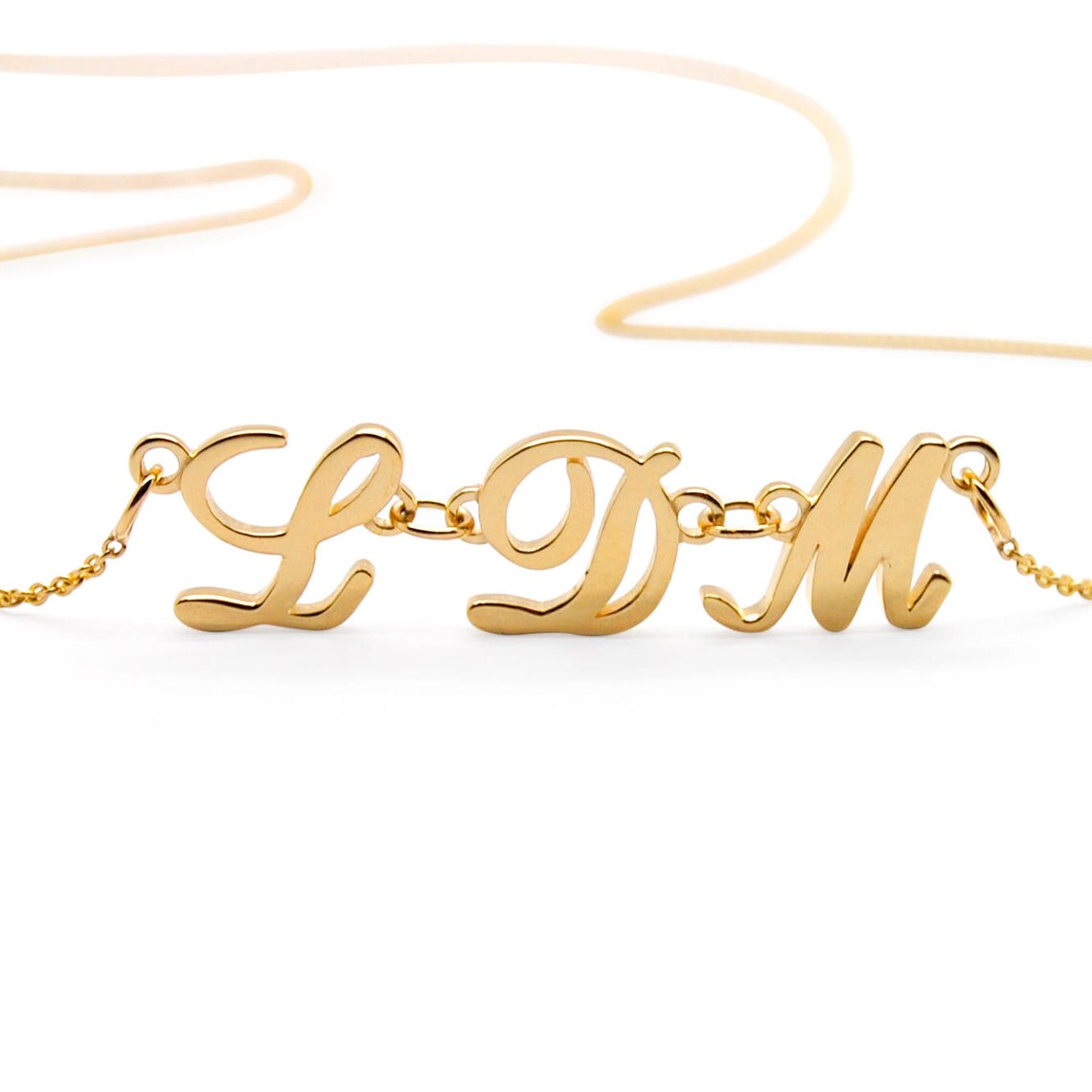 Personalized Necklace 14k Gold Monogram Necklace 3 Initials - Etsy