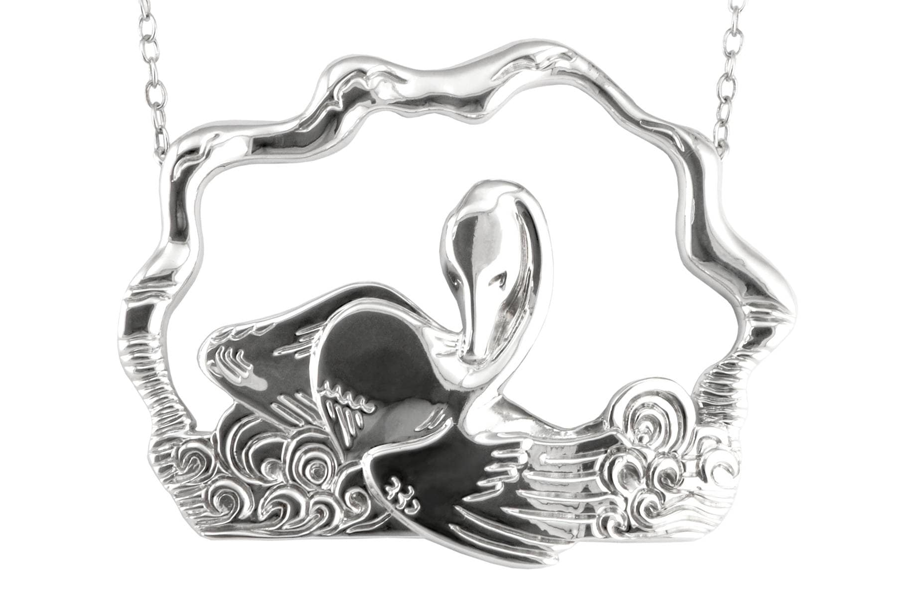 Swan Necklace Sterling Silver Swan Pendant on a Long Chain - Etsy
