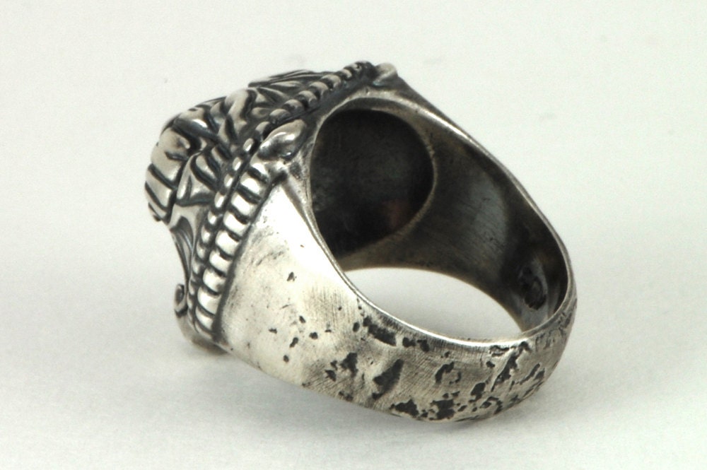 Lion Ring, Sterling Silver Lion Head Ring, Ancient Assyrian Lion Ring ...