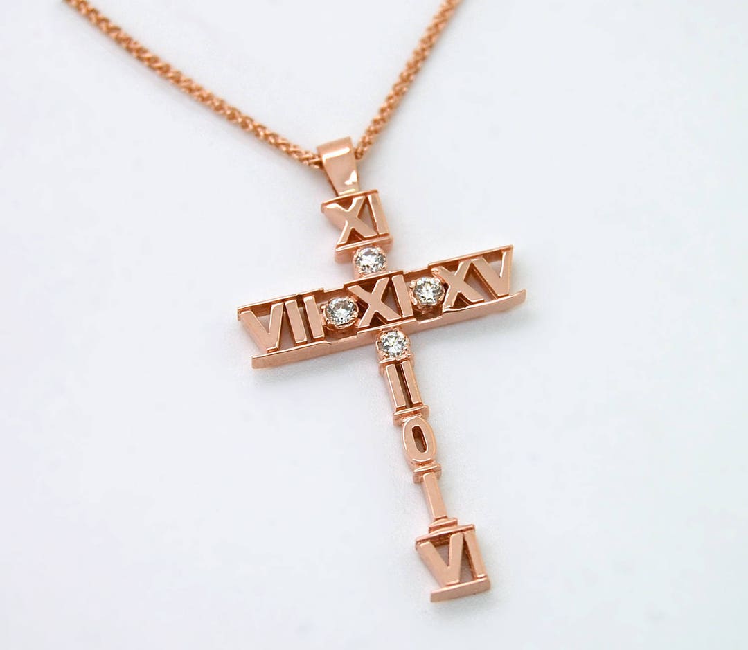 14K Gold Cross Necklace Women Personalized With Dates Custom Pendant ...