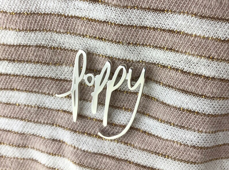 14K Gold Custom Name Brooch Pin Personalized With Handwriting or ...