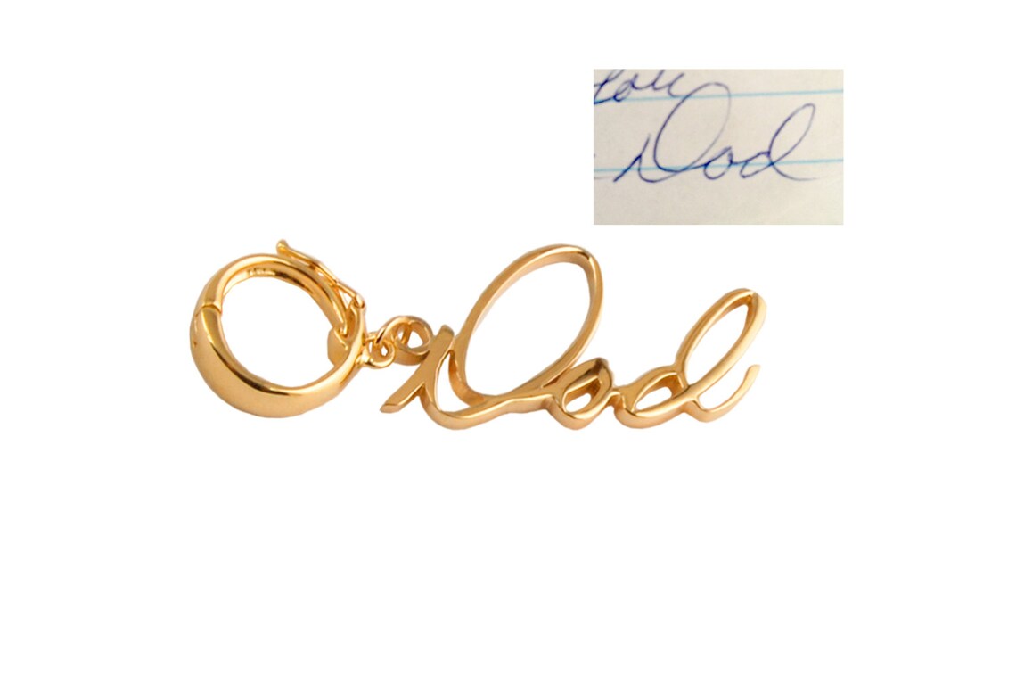 Solid 14K Gold Custom Charm Signature Name Vertical Name | Etsy