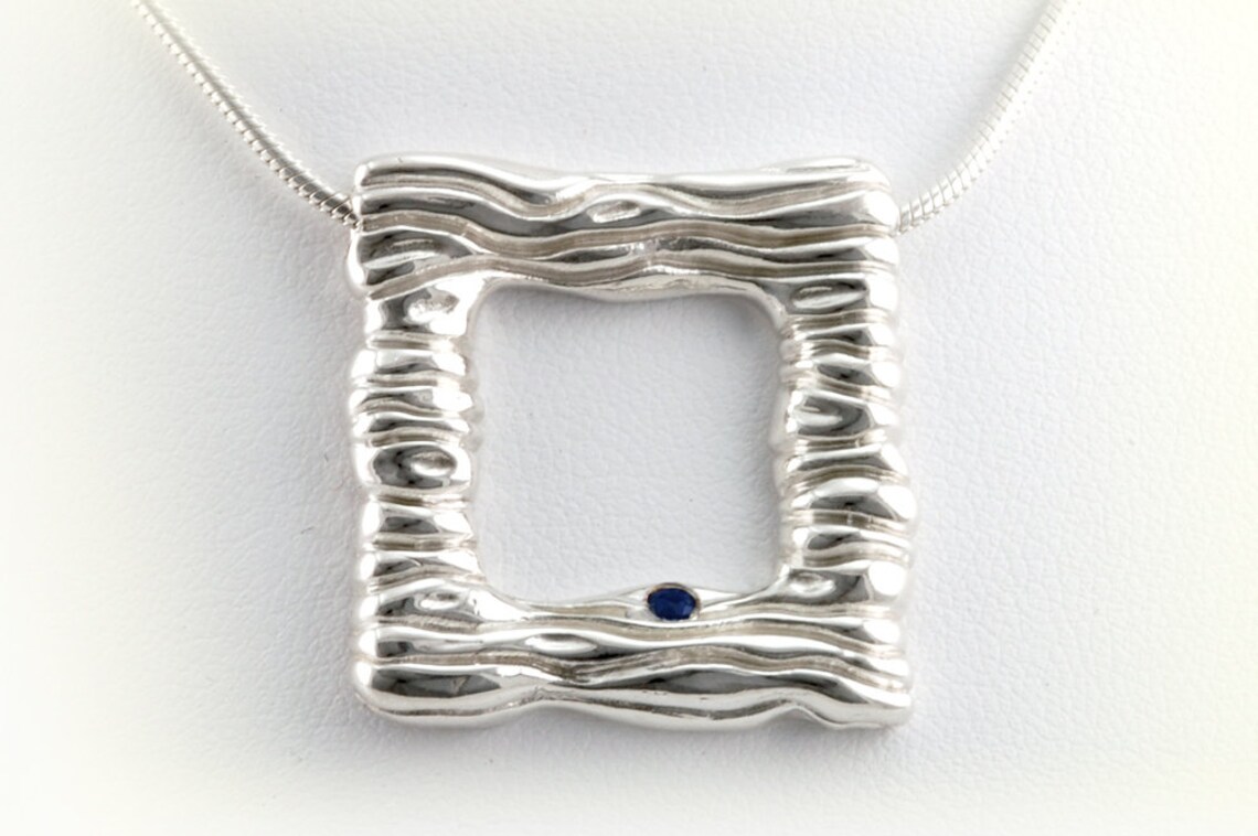 Modern Necklace Silver Square Pendant Necklace Medium Size - Etsy