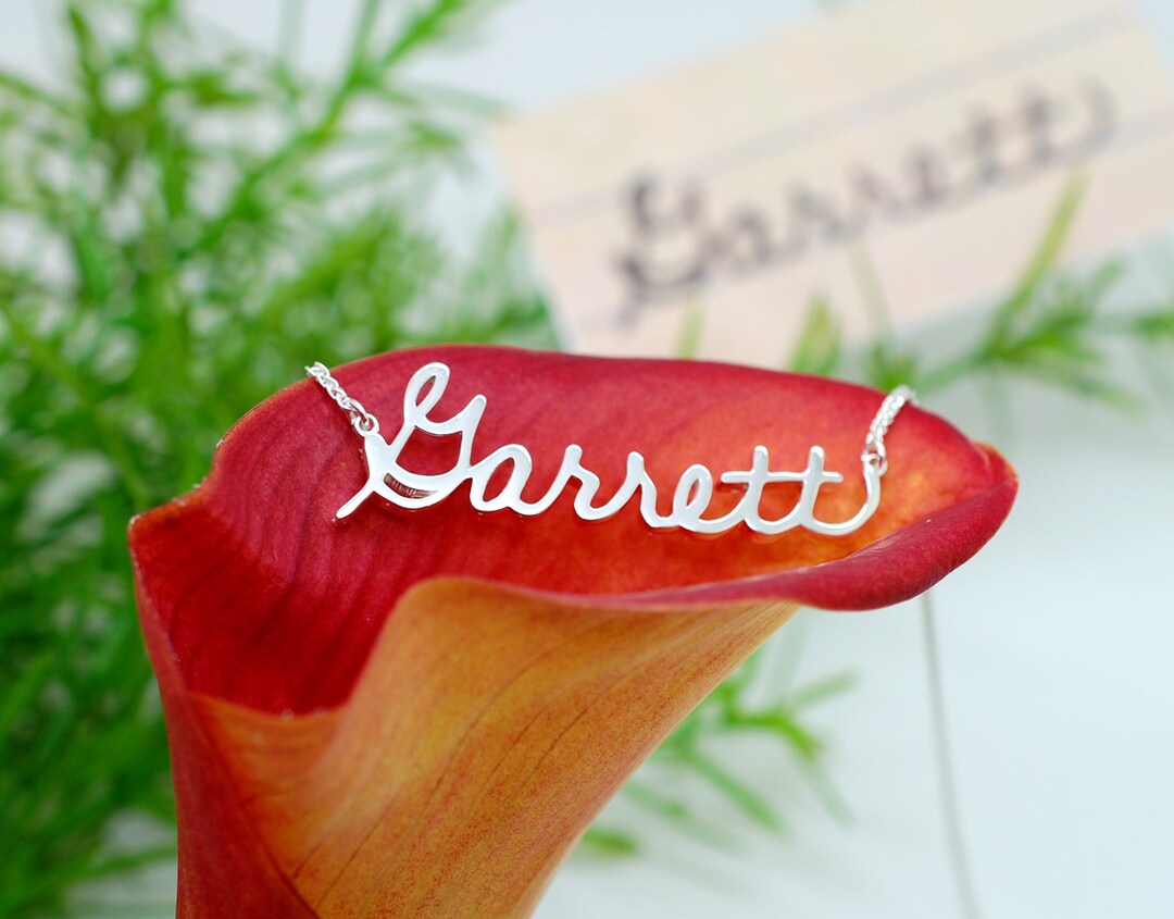 Nameplate Necklace With Your Hand Writing Personalized Name, Sterling ...