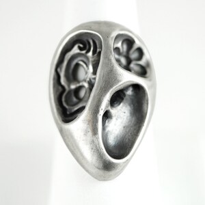 Abstract Silver Ring, Chunky Statement Ring, Solid Silver Ring, Ring With Holes, Unisex Ring ...