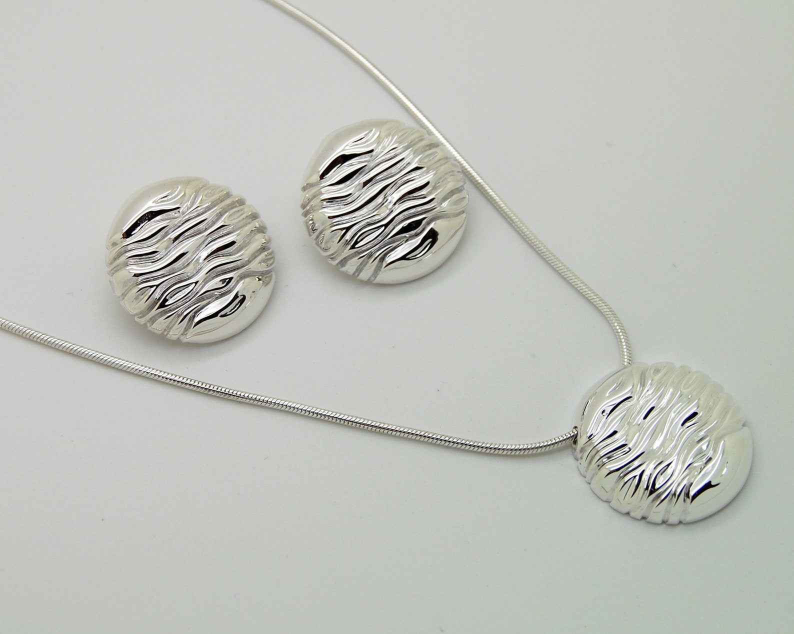 Water Wave Pendant Necklace Water Silver Necklace Circular - Etsy