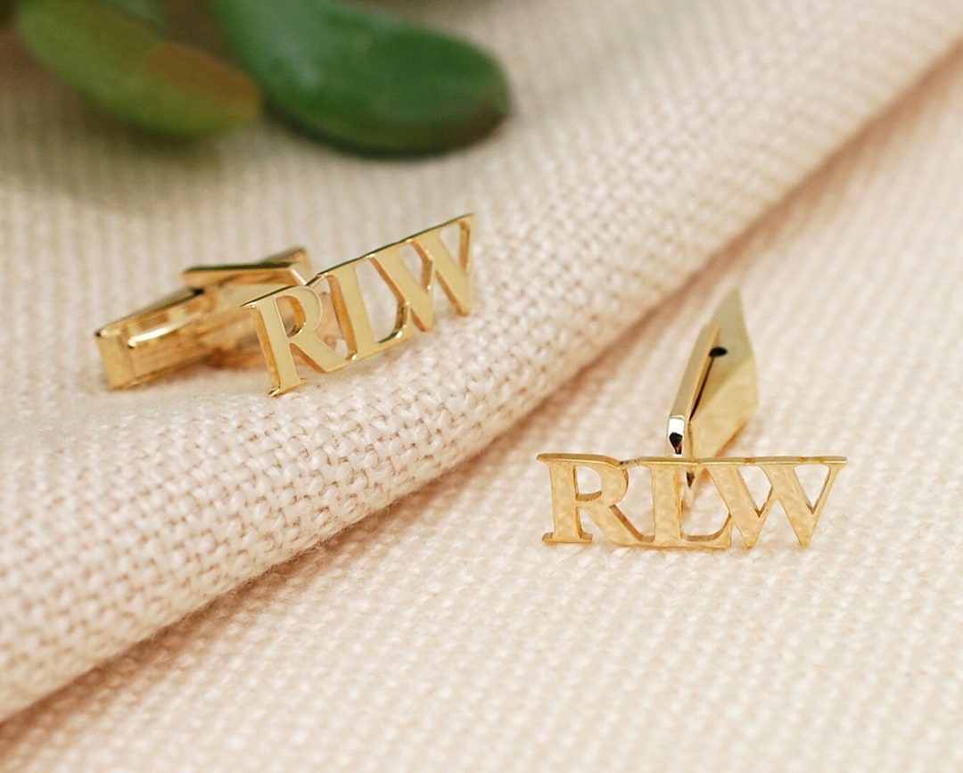 14k Gold Cufflinks Groom Gift for Men Personalized Cufflinks Solid Gold ...