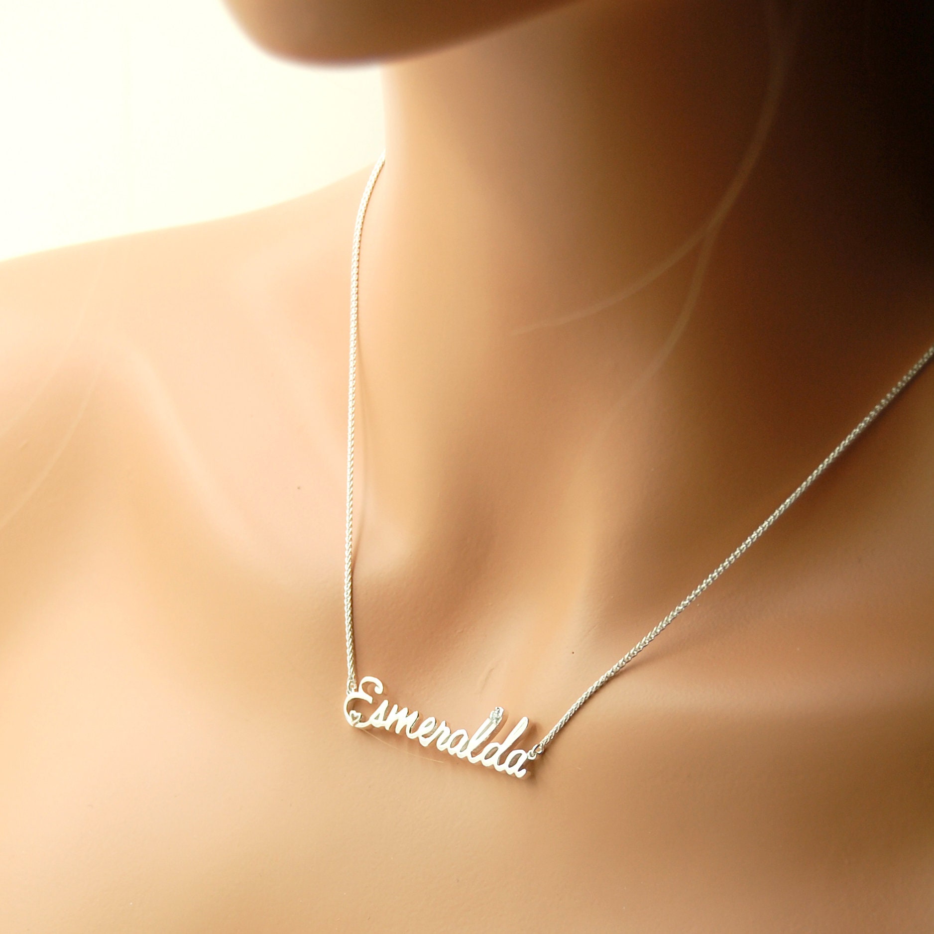 Nameplate Necklace Large Name Necklace With Your Writing | Etsy