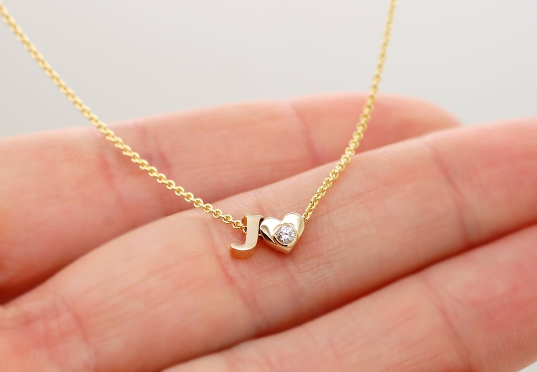 Letter J Necklace 14K Gold Initial J Necklace Real 14k Gold Small Mini ...