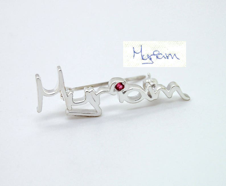 14K Gold Custom Name Brooch Pin Personalized With Handwriting or ...