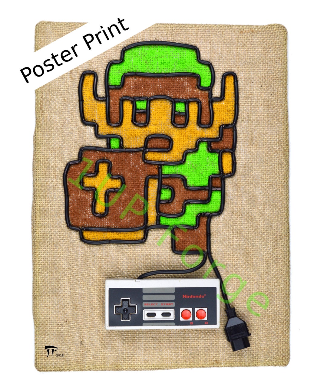 Legend of Zelda Poster Print- Link in Color - Nintendo NES Video Game ...