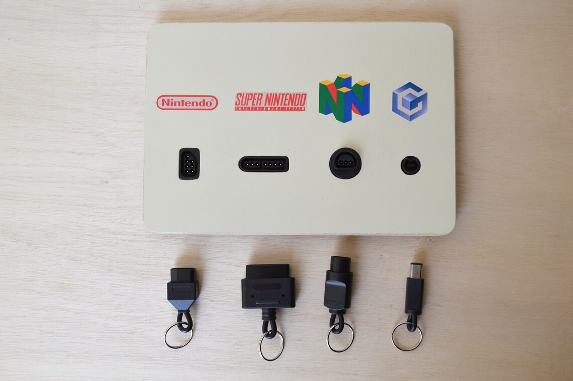 Nintendo Plug Key Chain Holder Organizer - NES SNES N64 Gamecube - Real ...