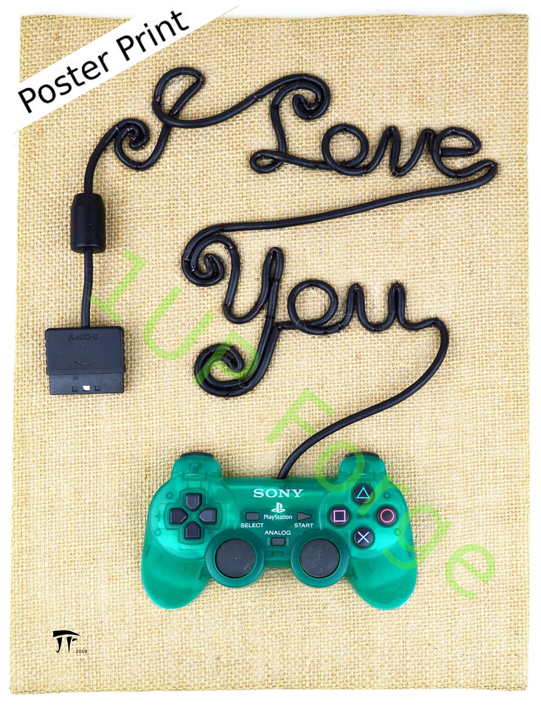 Playstation Poster Print - I Love You Art Print - PS1 Video Game Poster ...