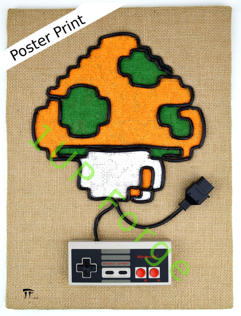 Super Mario 1UP Mushroom Poster Print Nintendo Art Print | Etsy