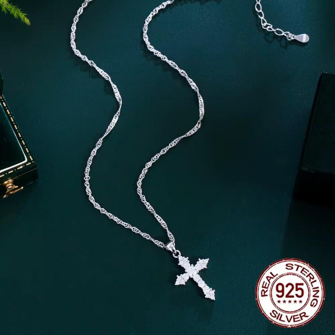 Iced Out Christian Cross Chain 925 Sterling Silver Chain - Etsy